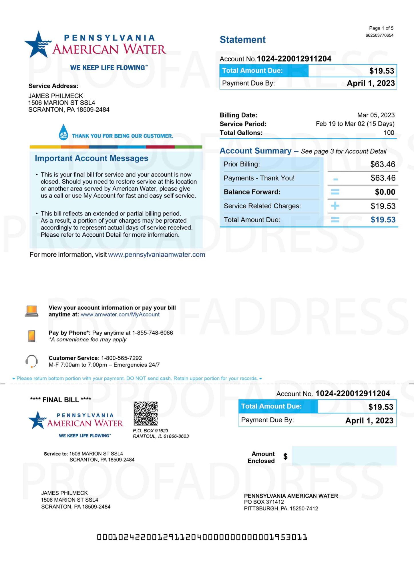 Order utility bill SouthWest Gas Instant Delivery Custom info