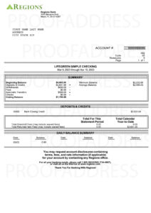 Order statement Regions bank Instant Delivery Custom info