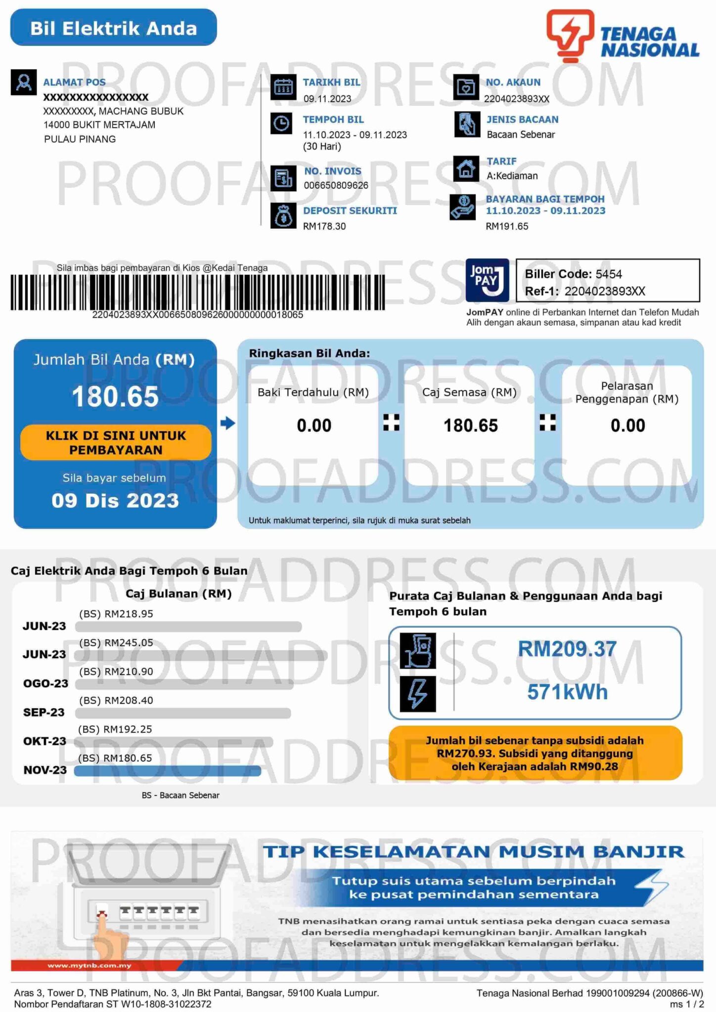 Order Editing utility bill Tenaga Nasional Instant Delivery Custom info