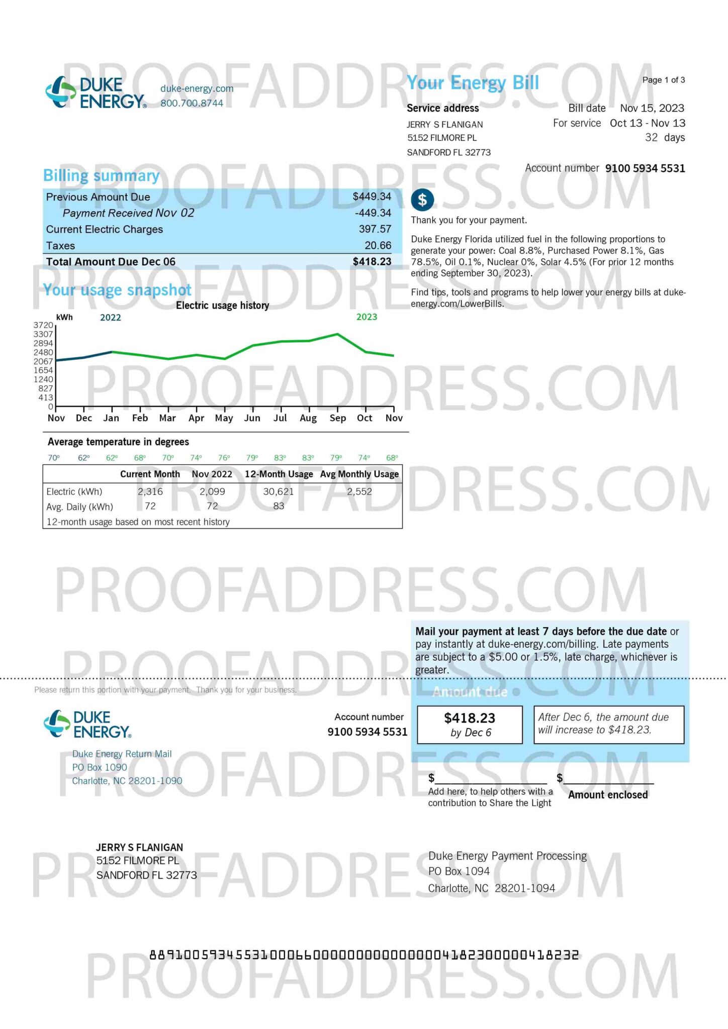 Order Editing utility bill Duke Energy Instant Delivery Custom info