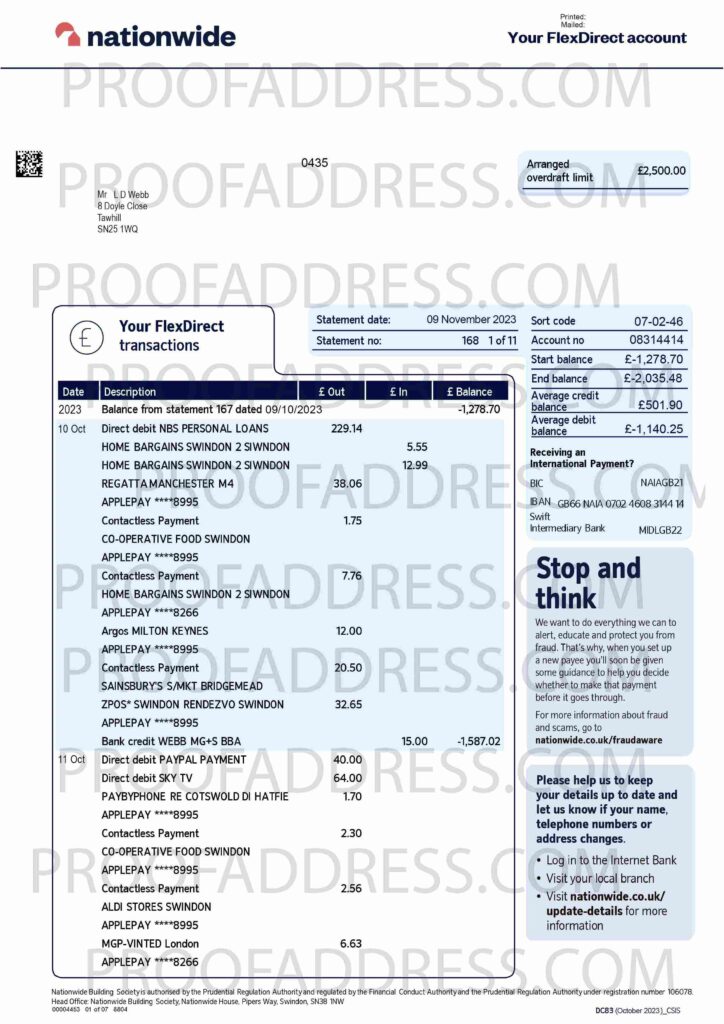 Order Editing utility bill Natiowide version 2 Instant Delivery Custom info