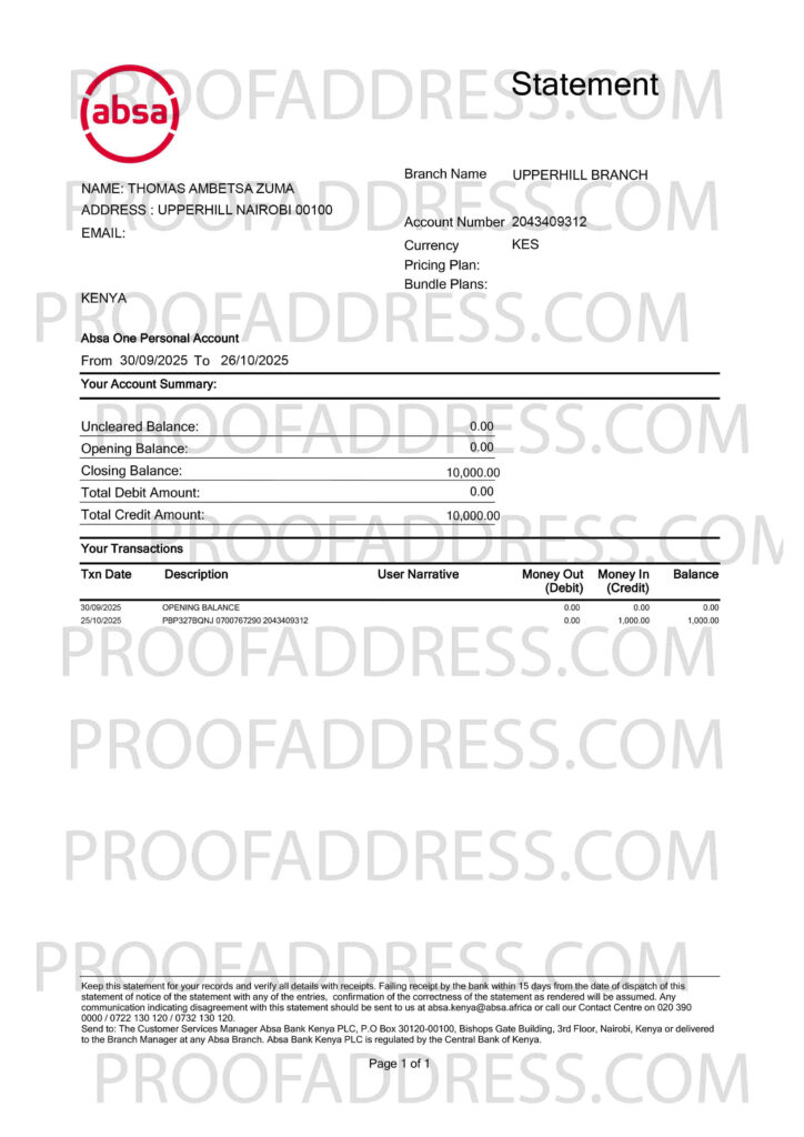Order Editing utility bill ABSA version 2.0 Instant Delivery Custom info
