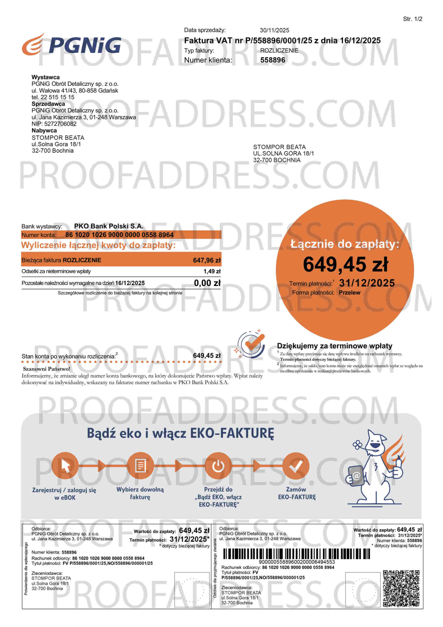 Order Editing utility bill PGNiG version 2.0 Instant Delivery Custom info